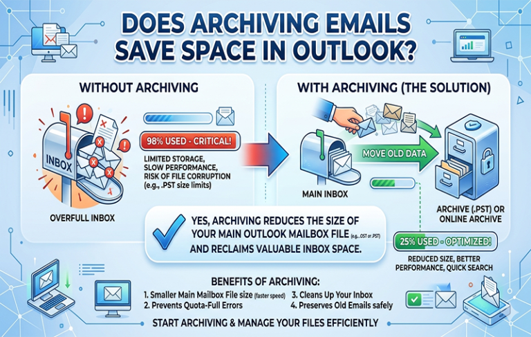 Does Archiving Emails Save Space Outlook?